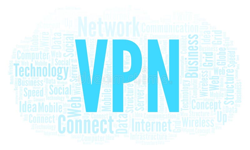 Vpn word cloud. stock illustration. Illustration of typography - 129928925