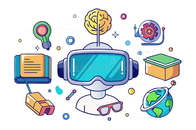 VR and AI Technology in a Creative Illustration Showcasing Futuristic ...