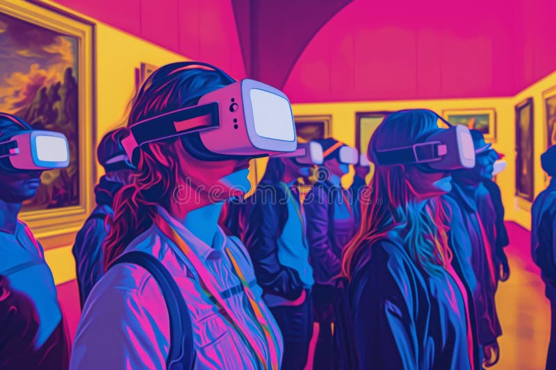 VR Art Gallery Experience. Art Enthusiasts Immerse in Virtual Reality ...