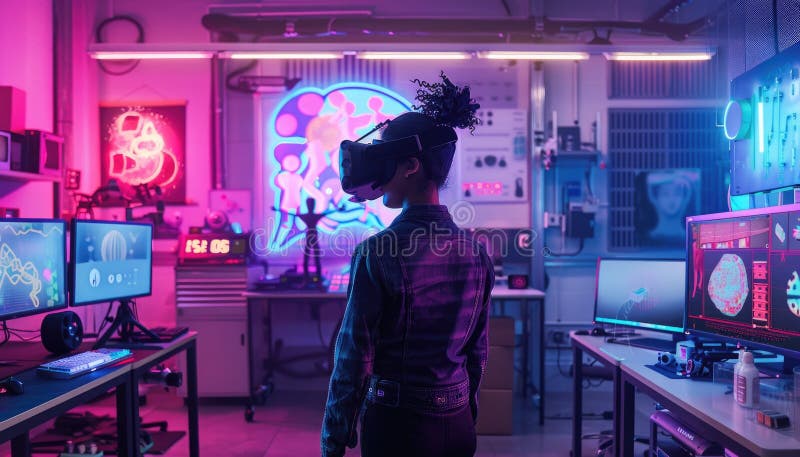 VR Artist with AI in Advanced Studio AIG60 Stock Illustration ...