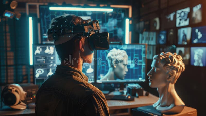 VR Artist with AI in Advanced Studio AIG60 Stock Illustration ...