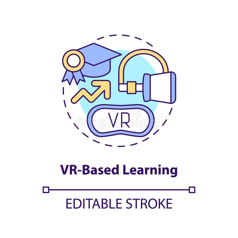 VR Based Learning Concept Icon Stock Vector - Illustration of learning ...