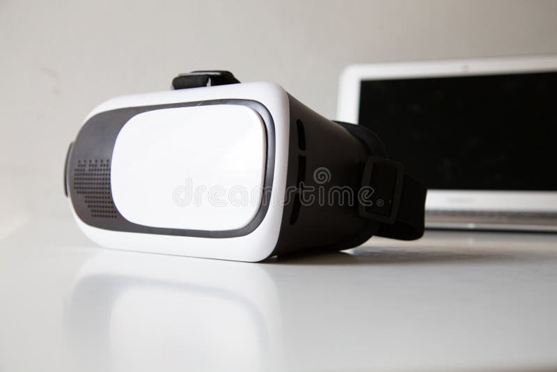 VR Box Placed on White Desk with a Laptop in the Training Room..the ...