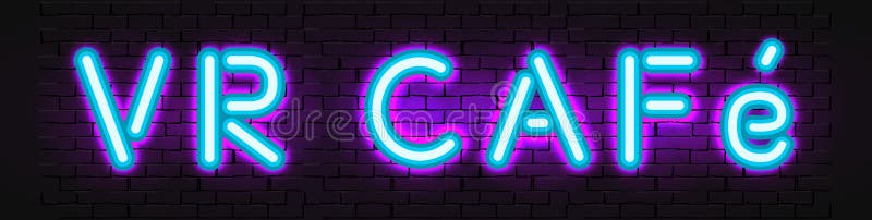 VR Cafe neon banner stock vector. Illustration of design - 192136360