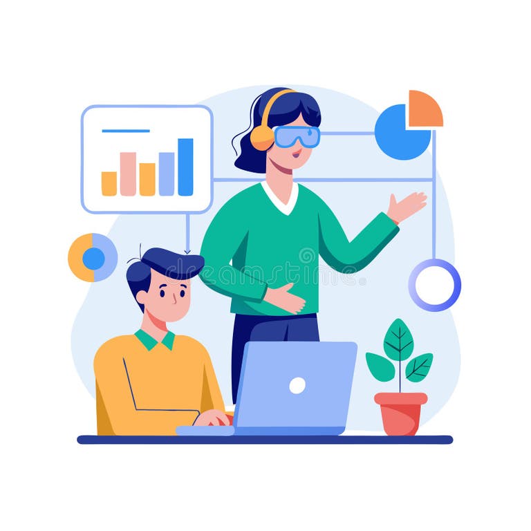 VR Collaboration: Two People Working Together with Data Visualization ...