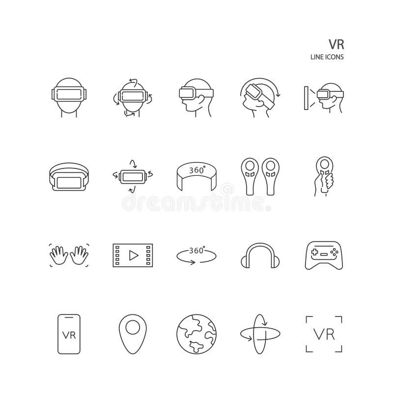 Vr Conjunto De Iconos Vectoriales De Realidad Virtual. Ilustración del Vector - Ilustración de ...