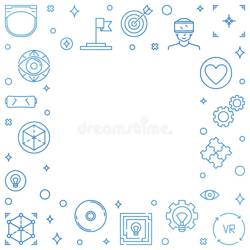 VR Creative Frame - Vector Virtual Reality Outline Illustration Stock ...