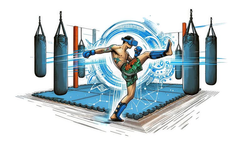 A VR Depiction of a Thai Boxer Seamlessly Executing Complex Maneuvers ...