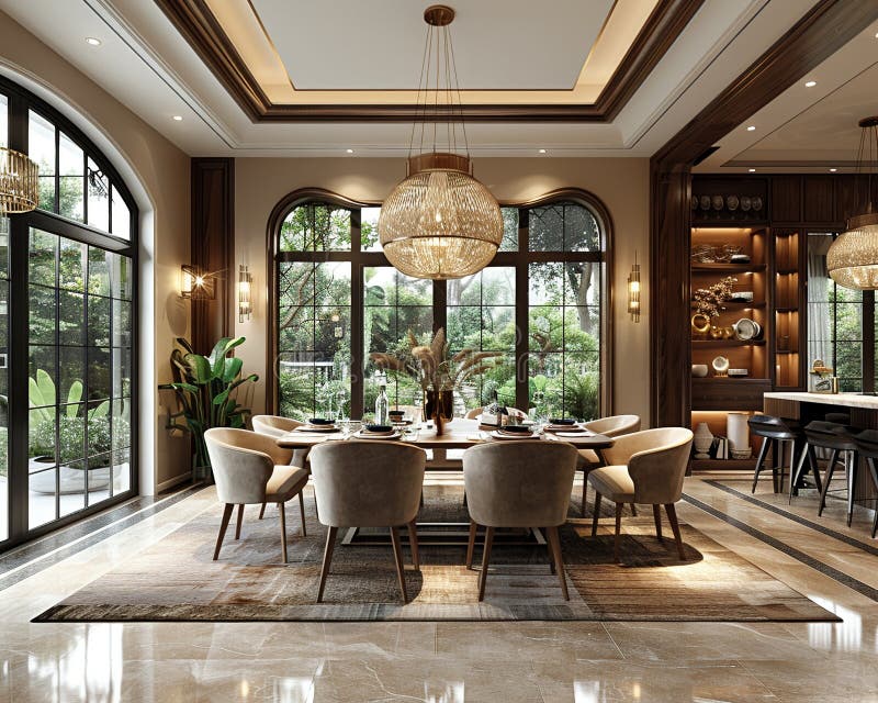 A VR Design of a Spacious Dining Room Stock Image - Image of area ...