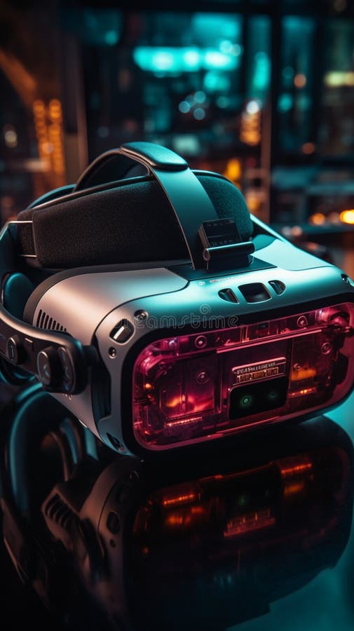 VR Device on Control Table Innovative Tech Setup Against a Backdrop of ...