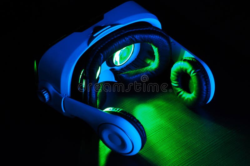 VR Device Playing Movie or Game Inside. Stock Image - Image of ...