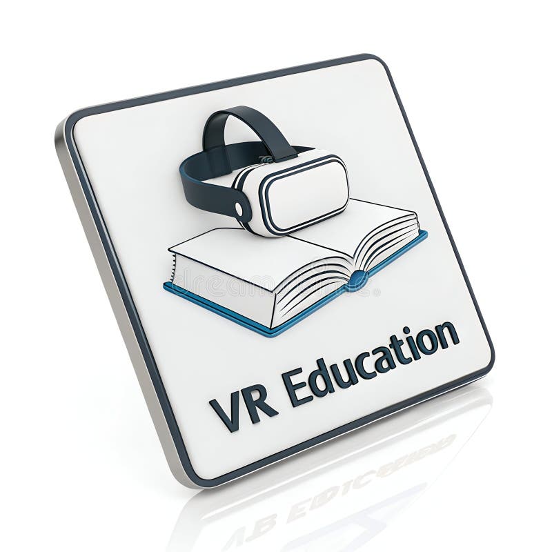 VR Education 3D Icon, Virtual Reality Learning Tool Isolated on White ...
