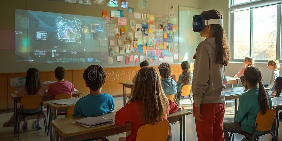 VR in Education Immersive Learning for Kids Background Wallpaper Stock ...