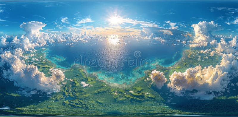 360 VR Equirectangular Aerial View of the Lush Tropical Island in Palau ...
