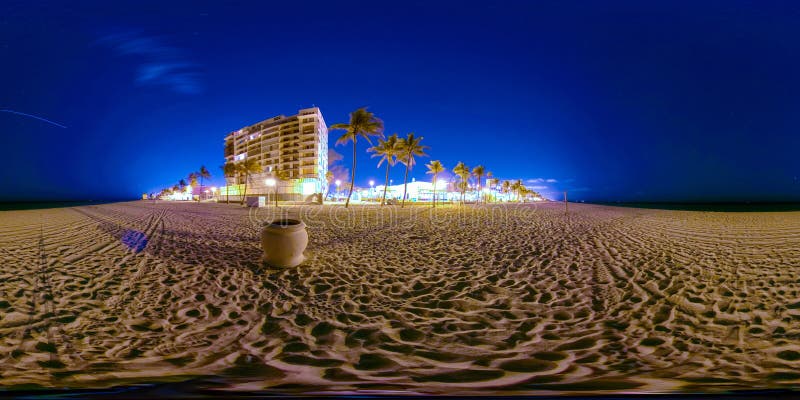 360 Spherical Image Beach at Night Stock Image - Image of beach ...