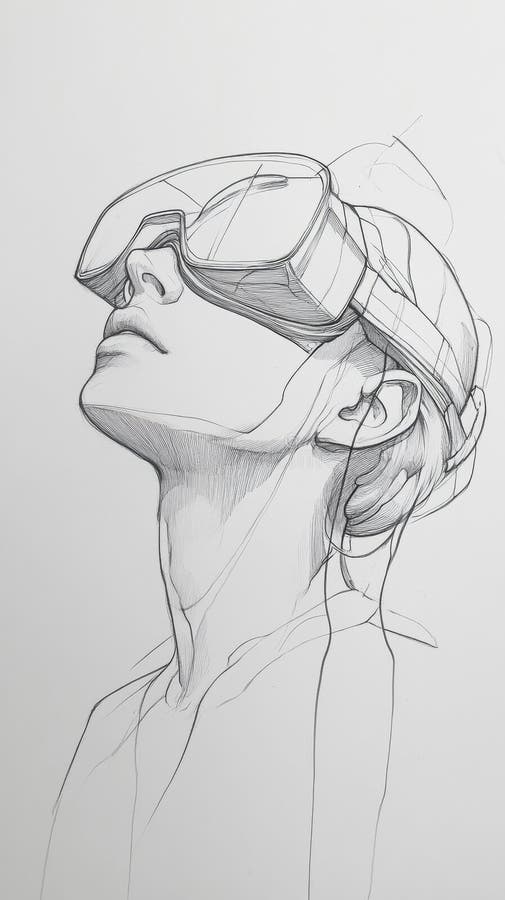 VR Experience - Immersive Portrait Drawing Stock Illustration ...