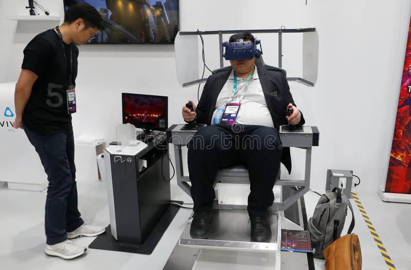 VR Experience at Vive Htc Booth in MWC 2019 Side View Editorial Stock ...