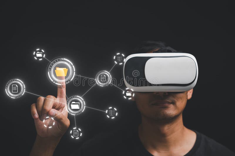 It Consultant in Virtual Reality VR Working with a Document Management ...