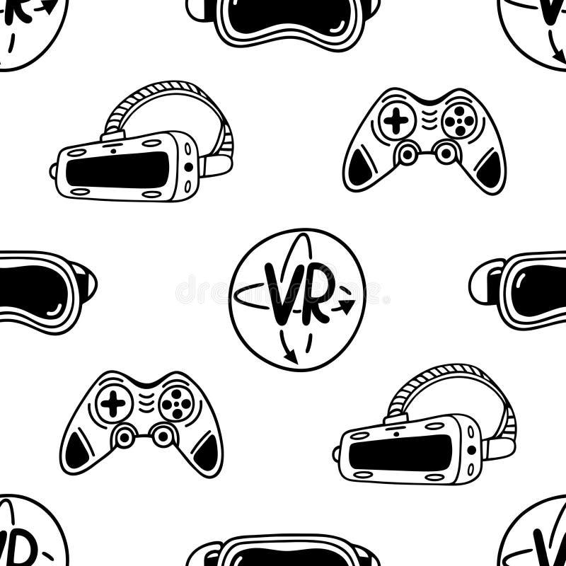 VR Gadgets Seamless Vector Pattern. Glasses of Virtual and Augmented ...