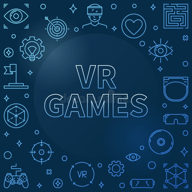 VR Games Blue Linear Frame - Vector Virtual Reality Illustration Stock ...