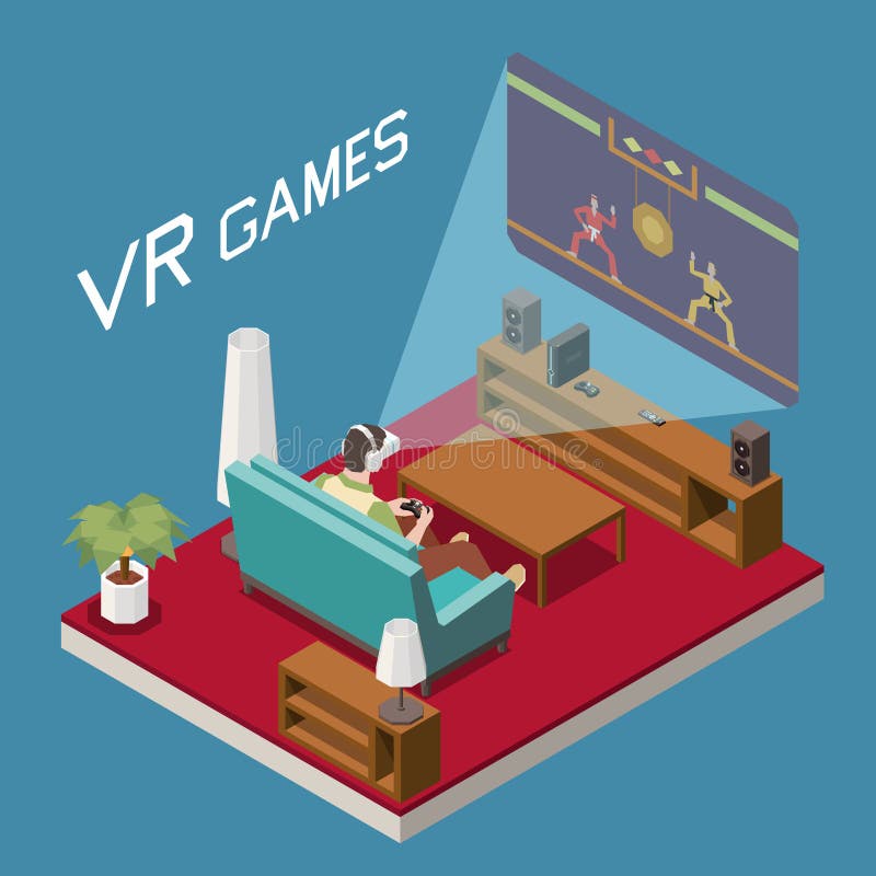 VR Gaming Isometric Composition Stock Vector - Illustration of ...