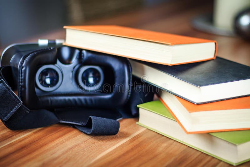 VR Glasses and Books on a Table Symbolizing Digital Learning Stock ...