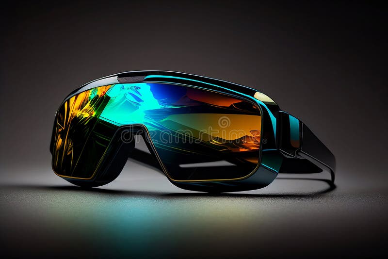 VR Glasses Front with Reflective Screen, Future Tech Stock Illustration ...