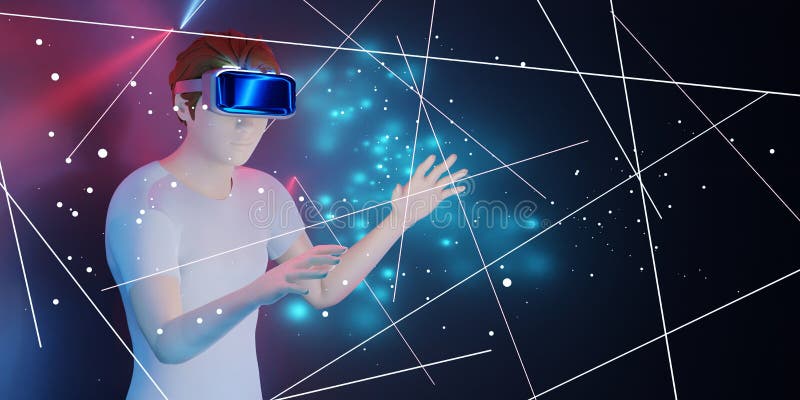 Vr Glasses Man Experiencing Virtual Reality with Device Vr Headset Vr ...