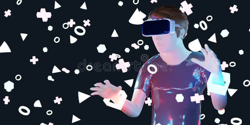 Vr Glasses Man Experiencing Virtual Reality with Device Vr Headset Vr ...