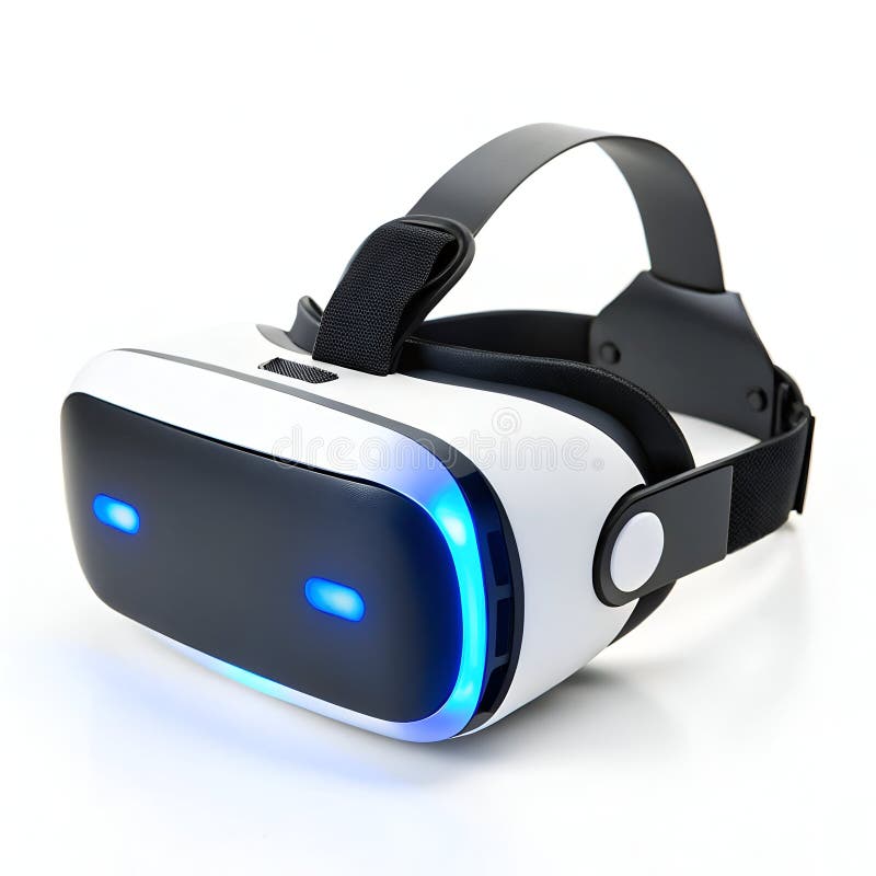 VR Headset with Blue Lights Stock Illustration - Illustration of device ...