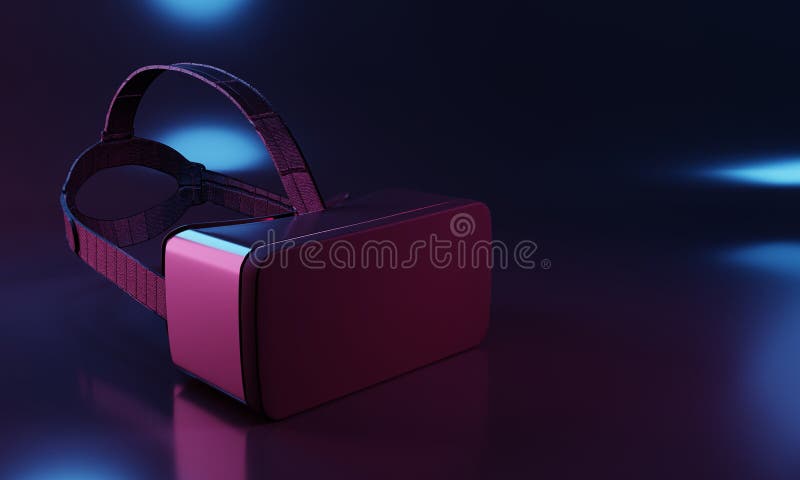 VR Headset with Cyberpunk Colorful Light with Copy Space. Virtual ...