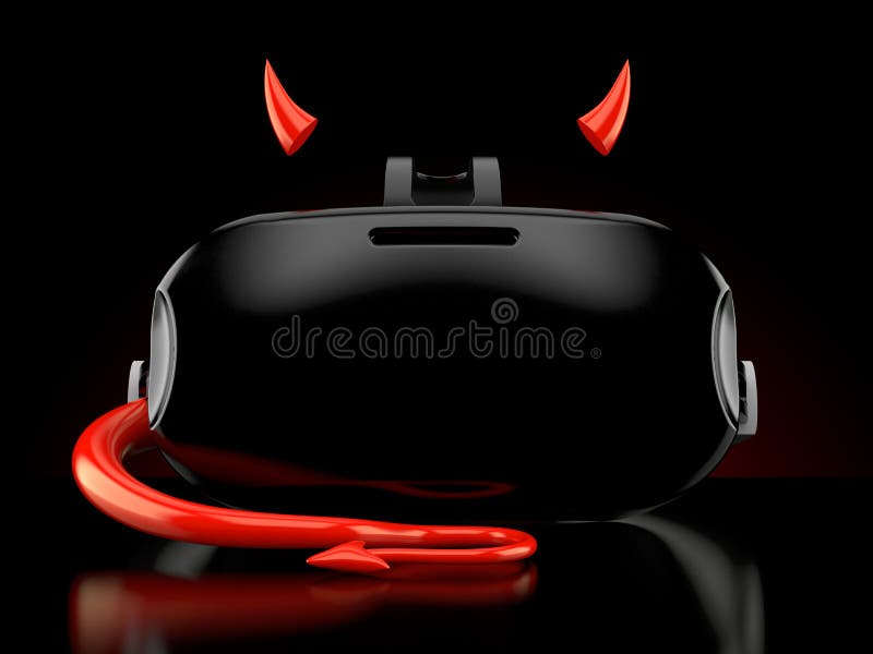 VR Headset with Devil Horns and Tail Stock Illustration - Illustration ...