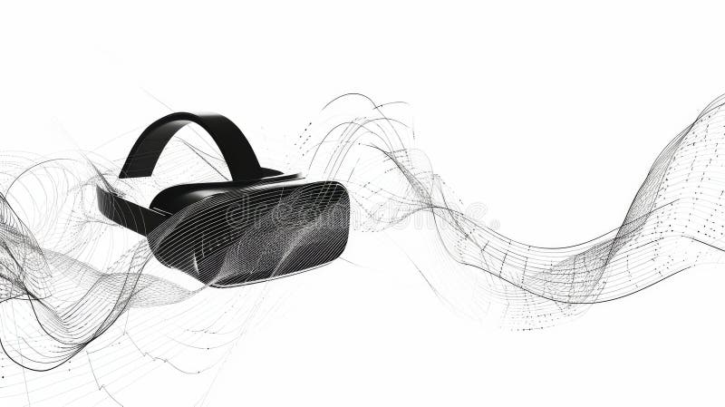 VR Headset with Digital Waveforms, Futuristic Abstract Design Stock ...