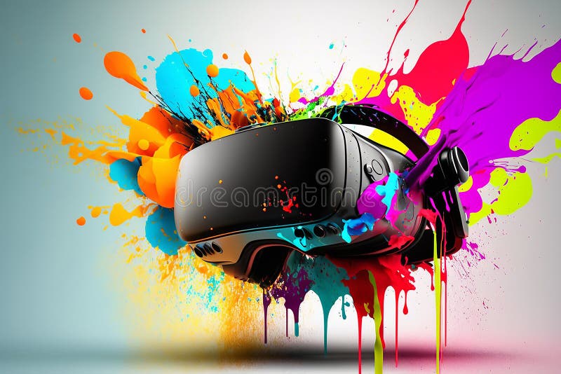 VR Headset Displays a Computer-generated 3D Virtual Environment Stock ...