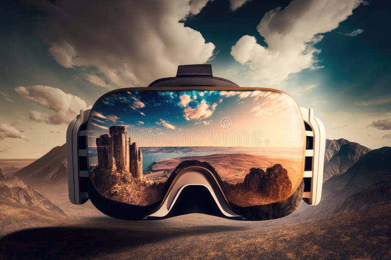 VR Headset, Double Exposure, Metaverse, Futuristic Virtual World, State ...