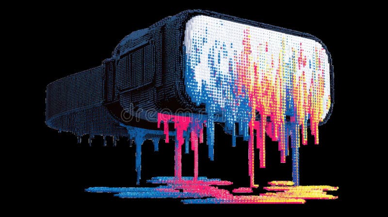 Vr Headset Dripping Pixelated Paint on Transparent Background Stock ...