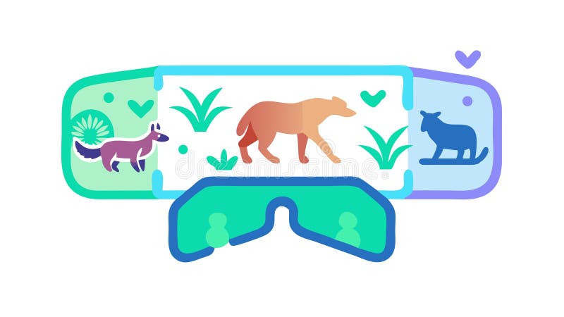 VR Headset with Fantasy Animals, Mythical Creatures, Vector Design ...