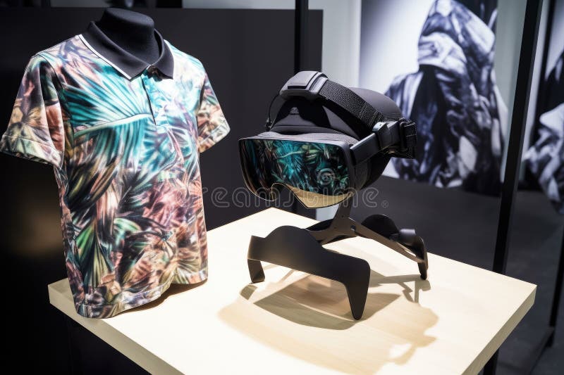 Vr Headset beside a Folded Clothing Display Visual Stock Illustration ...