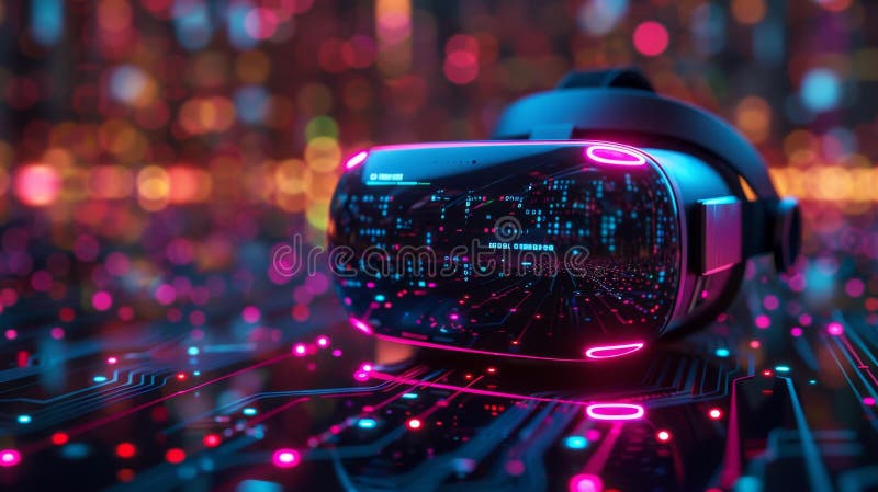 Vr Headset with Futuristic Digital Interface - Generative Ai Stock ...