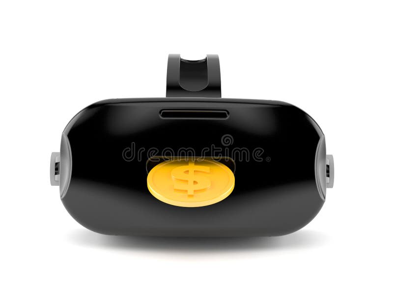 VR Headset with Golden Coin Inside Stock Illustration - Illustration of ...