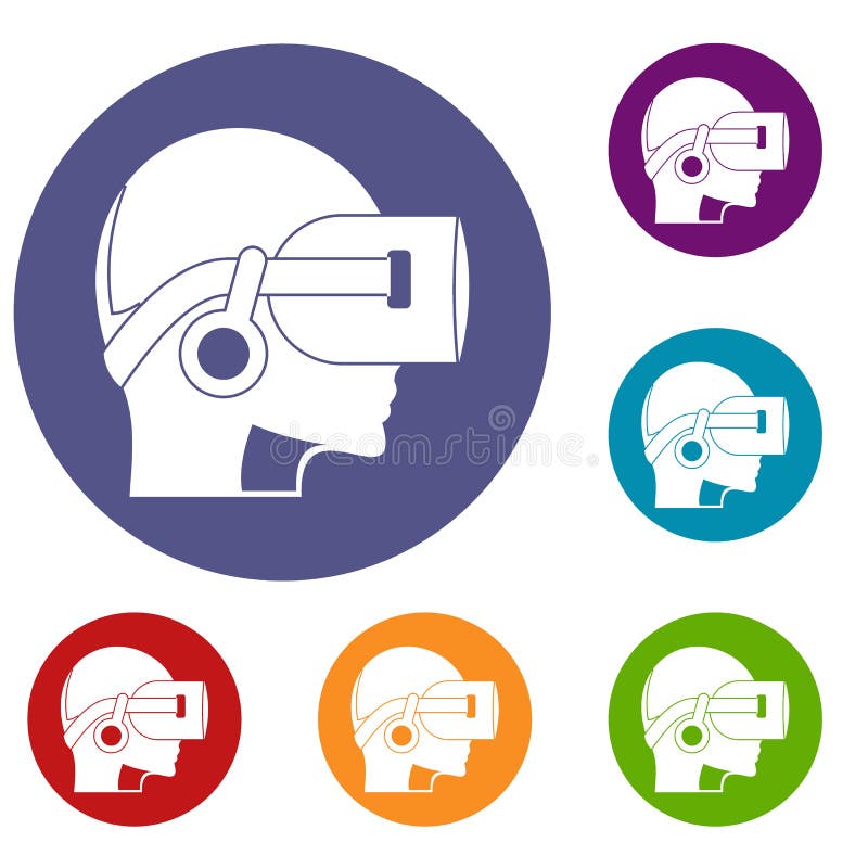 Vr headset icons set stock vector. Illustration of headset - 96577962