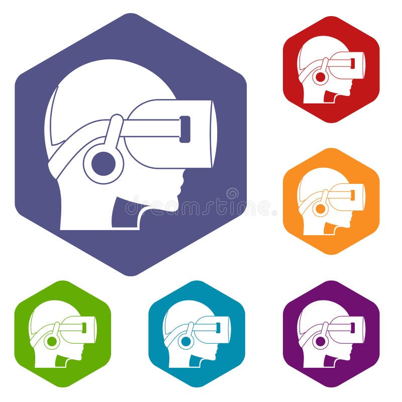 Vr Headset Icons Set Hexagon Stock Vector - Illustration of innovation ...