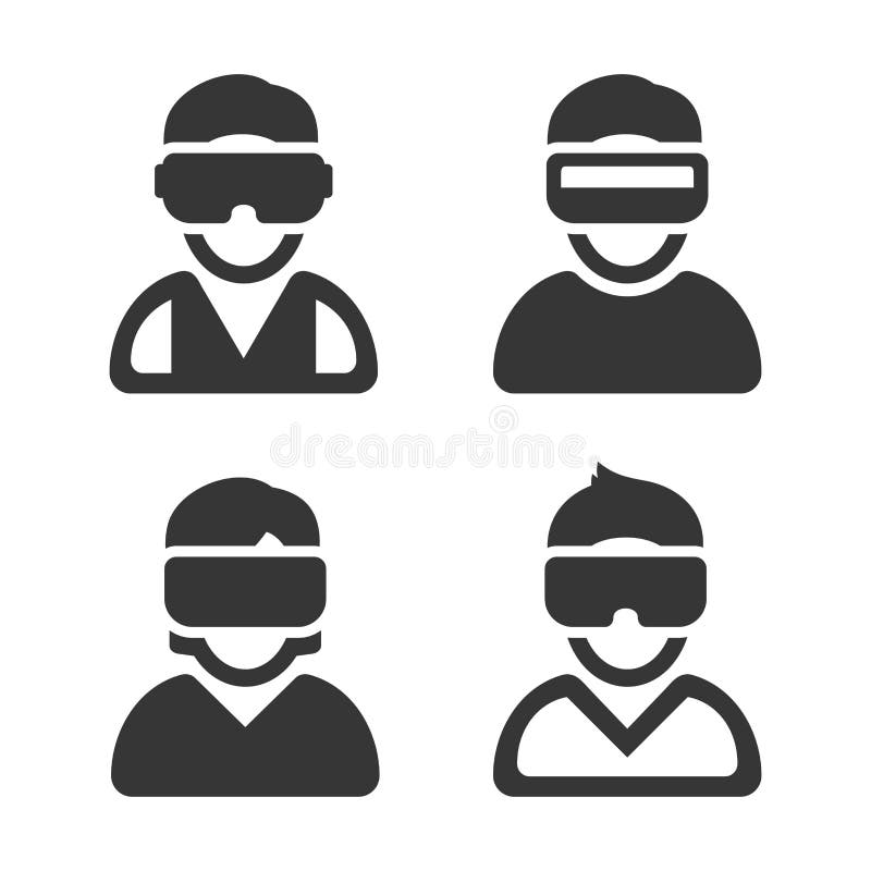 VR Headset Icons Set on White Background. Vector Stock Vector ...