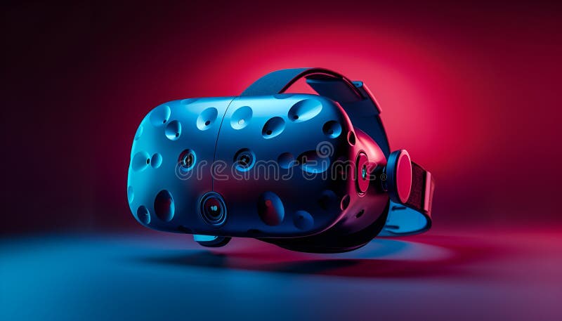 Vr Headset Illuminated by Vibrant Blue Red Lights, Symbolizing Cutting ...