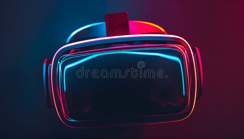 Vr Headset Illuminated by Vibrant Blue Red Lights, Symbolizing Cutting ...
