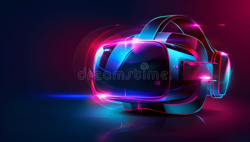 Vr Headset Illuminated by Vibrant Blue Red Lights, Symbolizing Cutting ...
