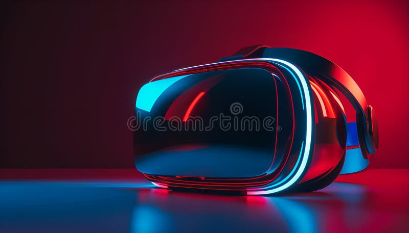 Vr Headset Illuminated by Vibrant Blue Red Lights, Symbolizing Cutting ...
