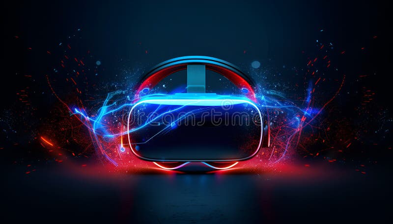 Vr Headset Illuminated by Vibrant Blue Red Lights, Symbolizing Cutting ...