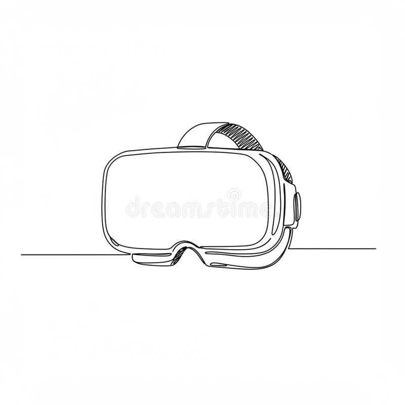 VR Headset Illustration with a Minimalist Line Drawing Style. Features ...