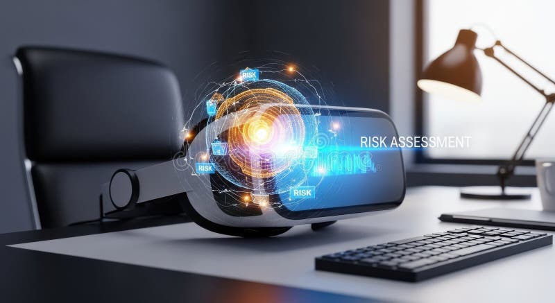 Vr Headset Displaying Risk Assessment Data Stock Illustration ...